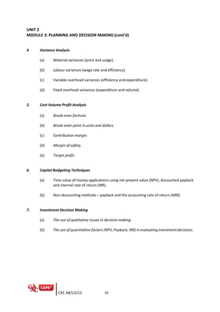 Comprehensive CAPE® Accounting Syllabus and Examination Resources | PDF