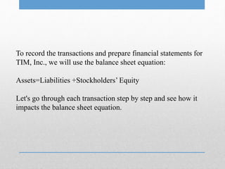 Understanding Financial Transactions with the Balance Sheet Equation | PPTX