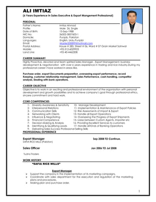 Accounts & Export Manager With Experience | PDF