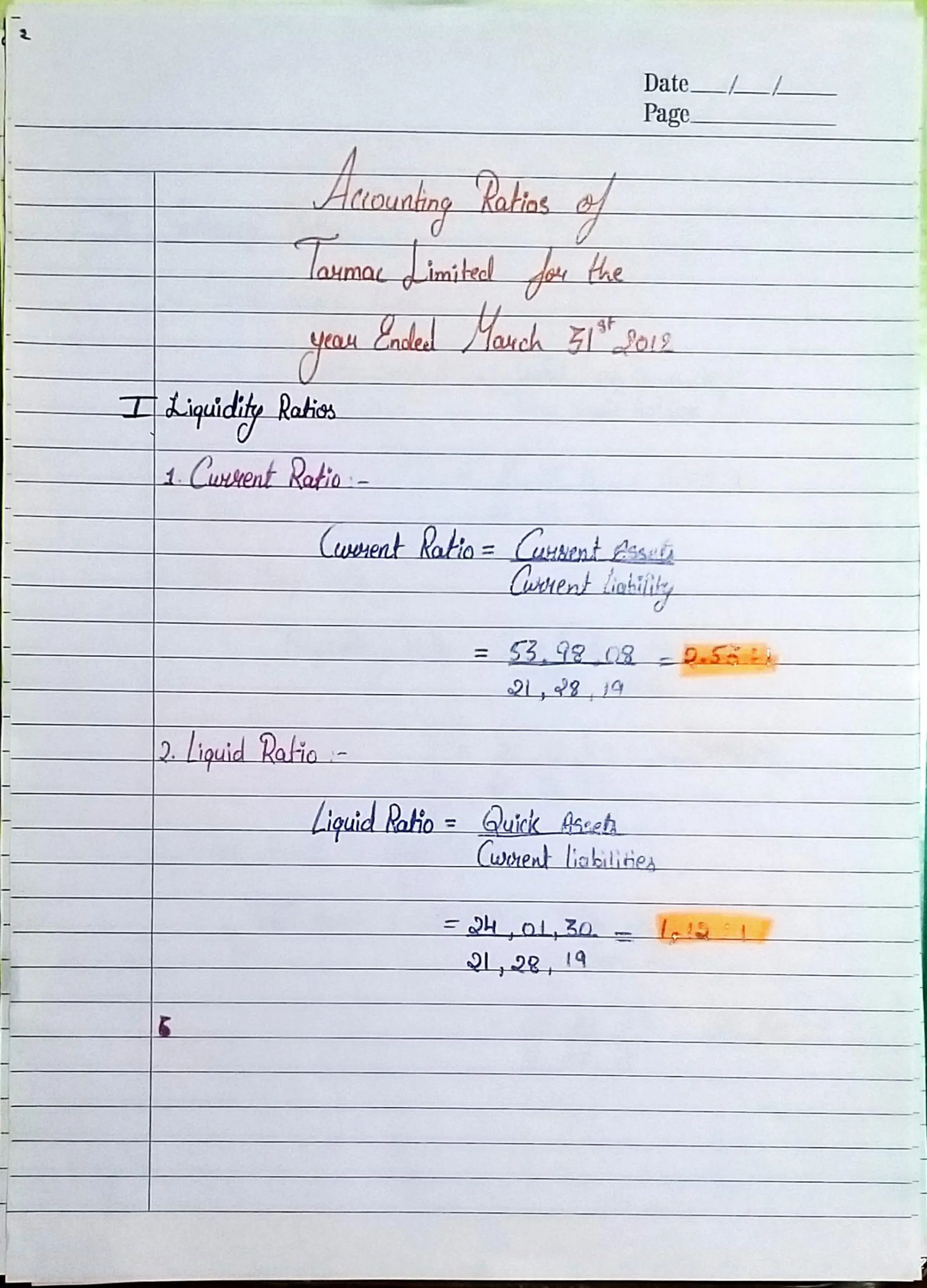Accounts Class 12 project cash flow statement and ratio analysis | PDF