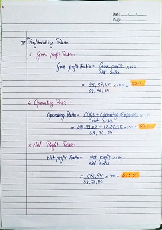 Accounts Class 12 project cash flow statement and ratio analysis | PDF