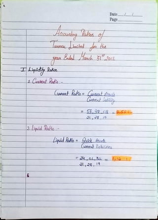 Accounts Class 12 project cash flow statement and ratio analysis | PDF