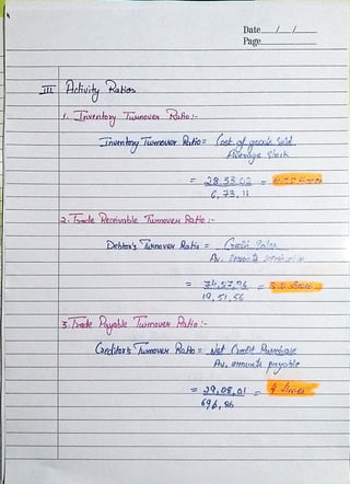 Accounts Class 12 project cash flow statement and ratio analysis | PDF