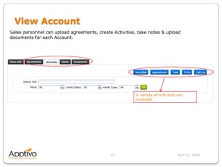 Apptivo CRM Capabilities - Sales Module Customer Accounts Management | PPT