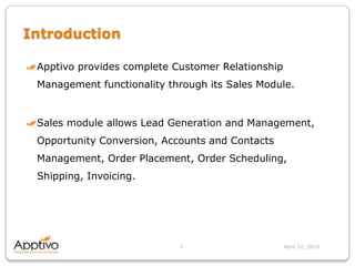 Apptivo CRM Capabilities - Sales Module Customer Accounts Management | PPT