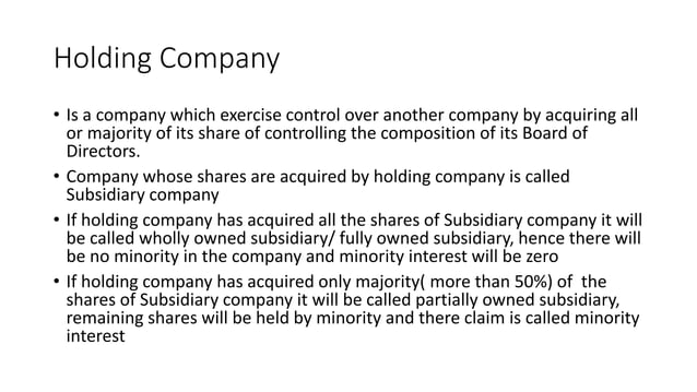 Accounts of holding companies | PPTX | Mergers and Acquisitions ...