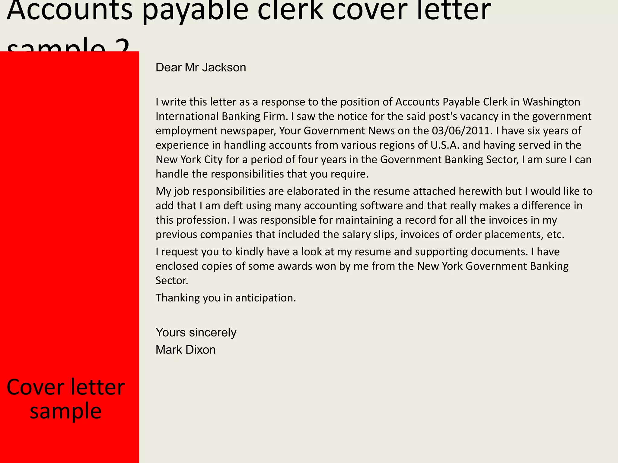Accounts payable clerk cover letter | PPTX