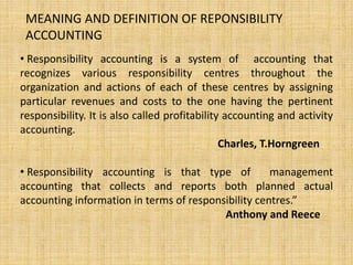 presentation on responsibility accounting | PPTX