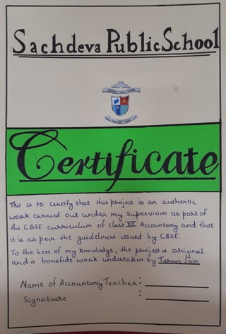 Accounts project class 12 | PDF