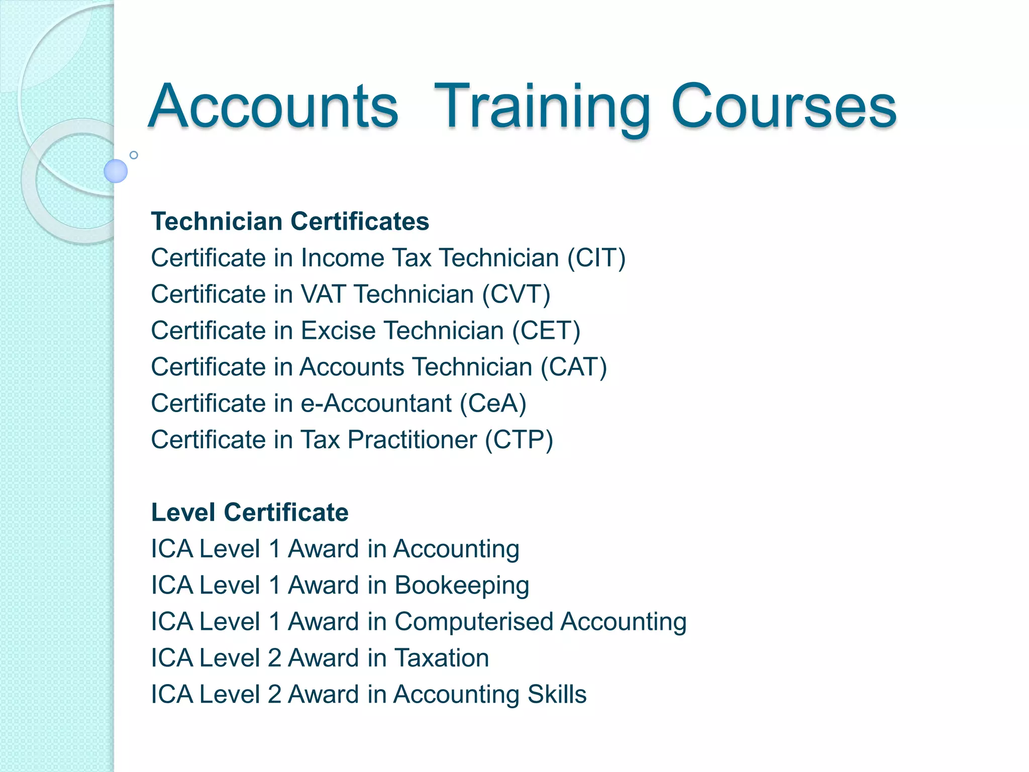 Accounts training courses | PPTX