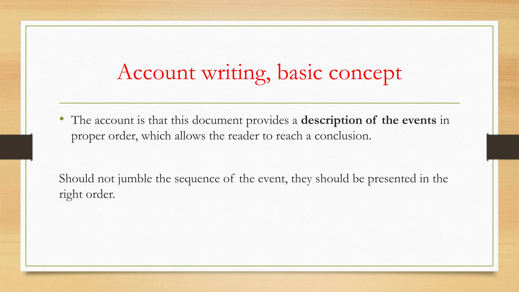Account Writing, basic concept how to write a proper account | PPTX