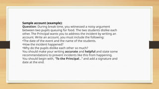 Account Writing, basic concept how to write a proper account | PPTX