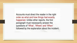Account Writing, basic concept how to write a proper account | PPTX