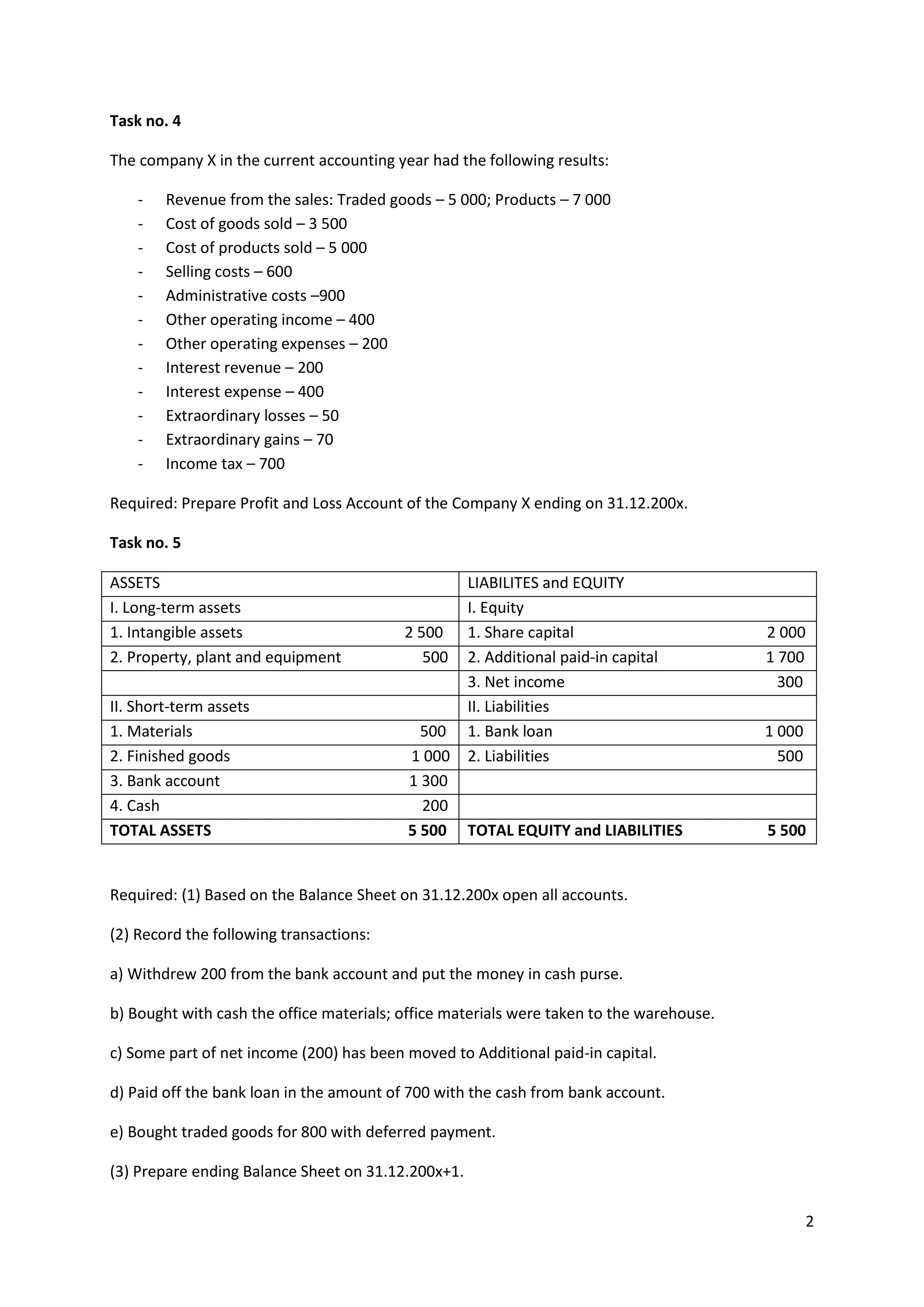 Accouting additional exercises | DOCX | Business Accounting & Finance | Business