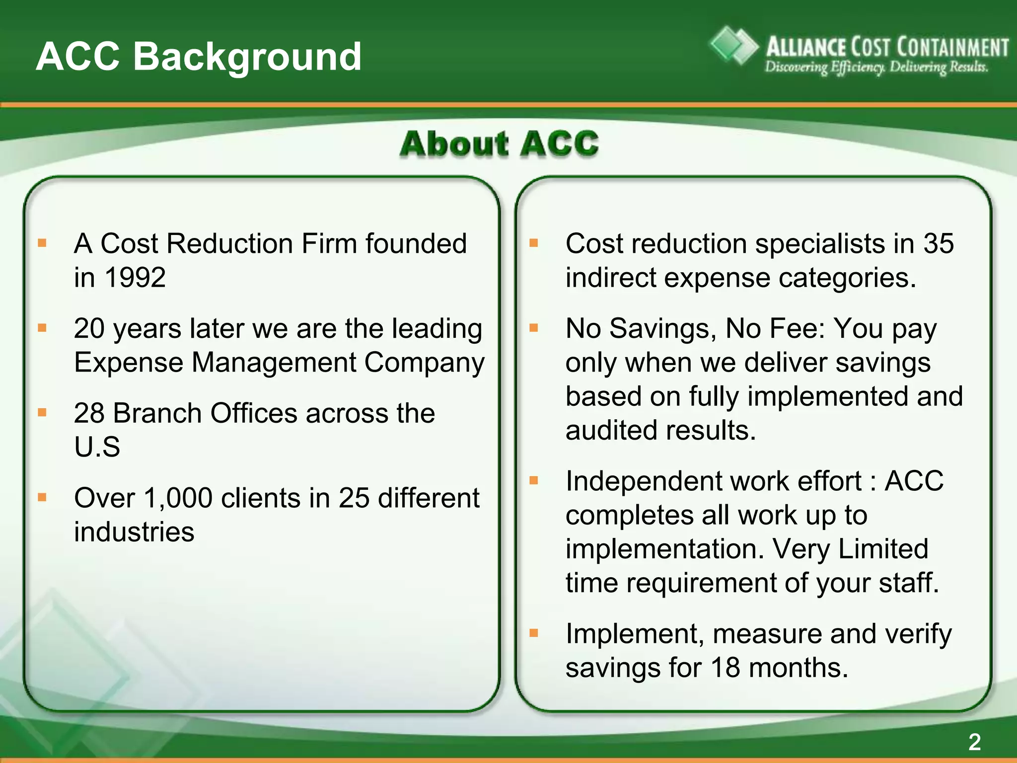 Alliance Cost Containment | PPTX | Business | Business and Finance
