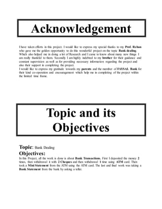 Accounting Project (bank dealing) | DOCX