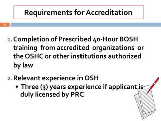 Training and Accreditation on occupation safety and health | PPT