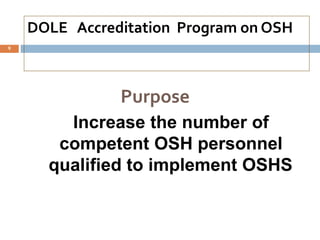 Training and Accreditation on occupation safety and health | PPT
