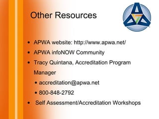 APWA Accreditation Process - Public Works Institute | PPT