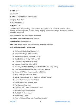 ACCRETECH TSK UF 2000 Prober | PDF