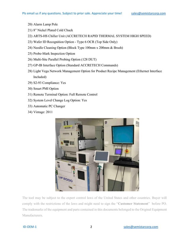 ACCRETECH TSK UF 2000 Prober | PDF
