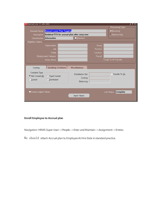 Oracle HRMS Accrual plan Setup | DOC