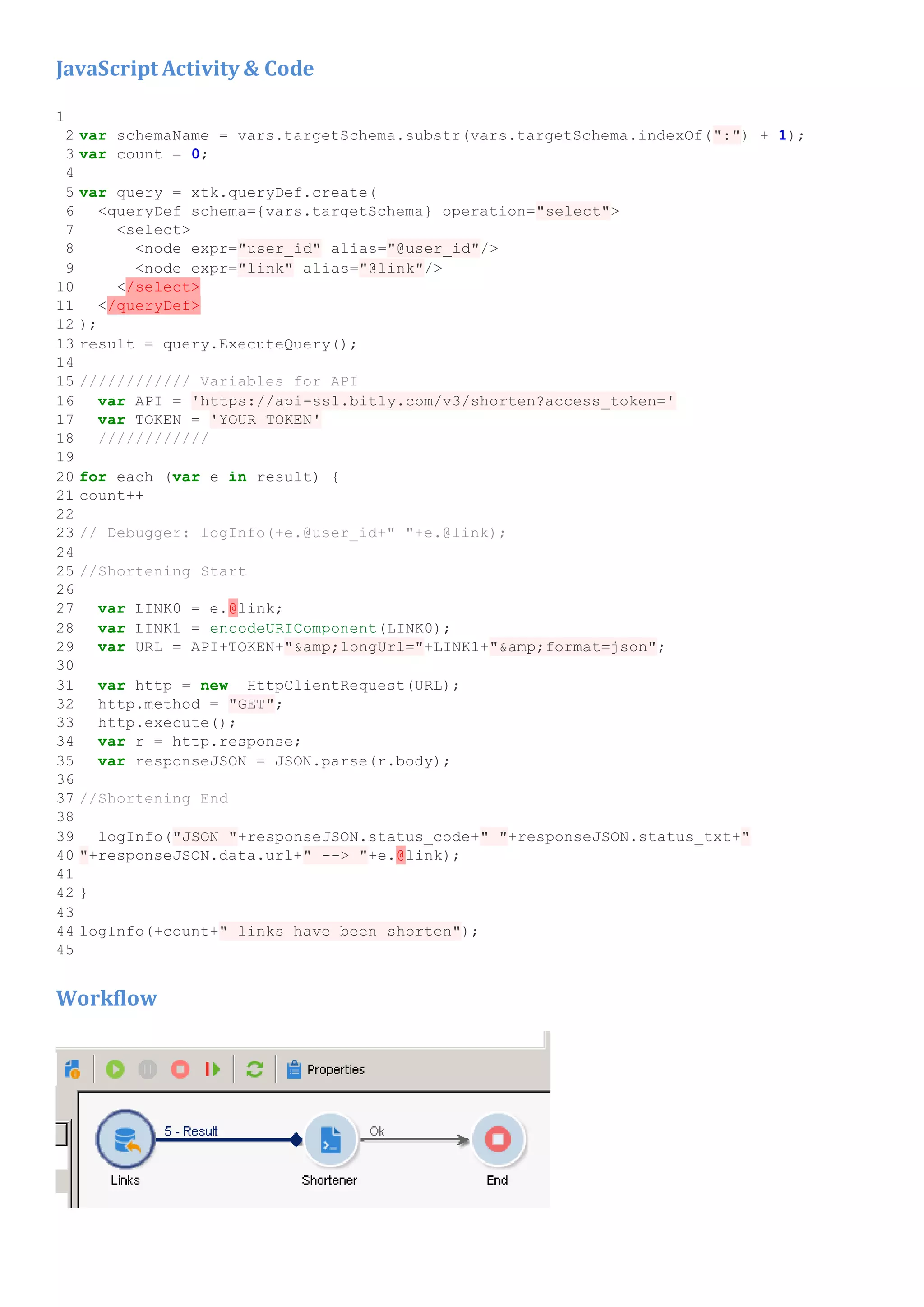 Adobe Campaign Classic Shortening Links with Bitly API | DOCX