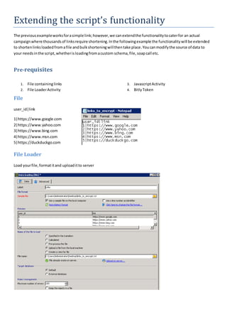 Adobe Campaign Classic Shortening Links with Bitly API | DOCX