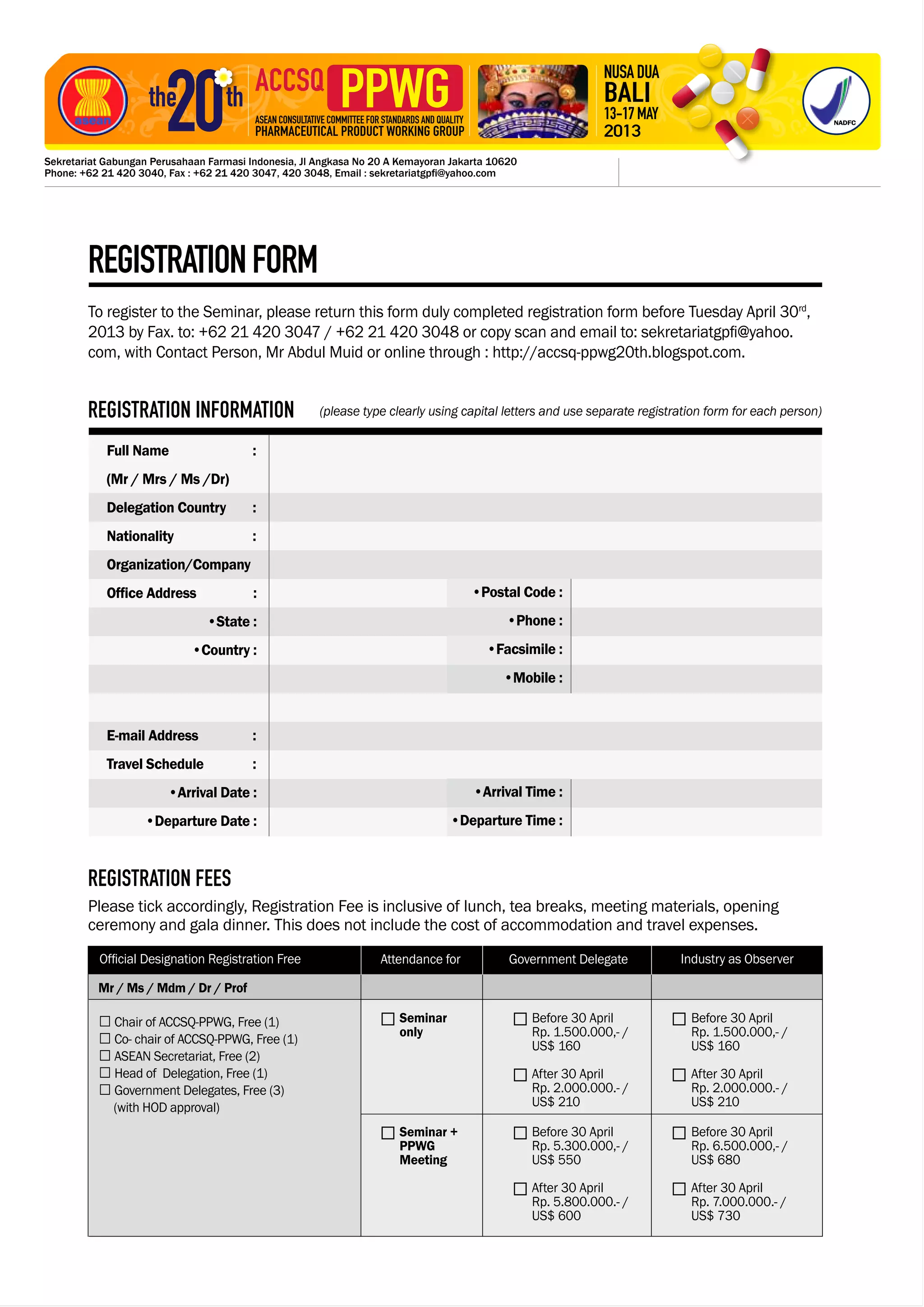 20TH ACCSQ-PPWG - REGISTRATION FORM | PDF