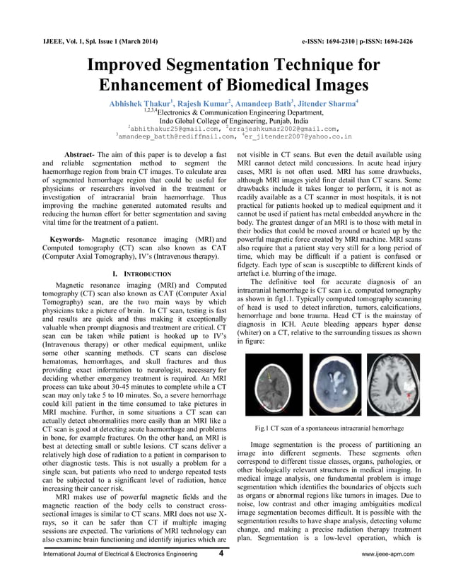 Improved Segmentation Technique for Enhancement of Biomedical Images | PDF