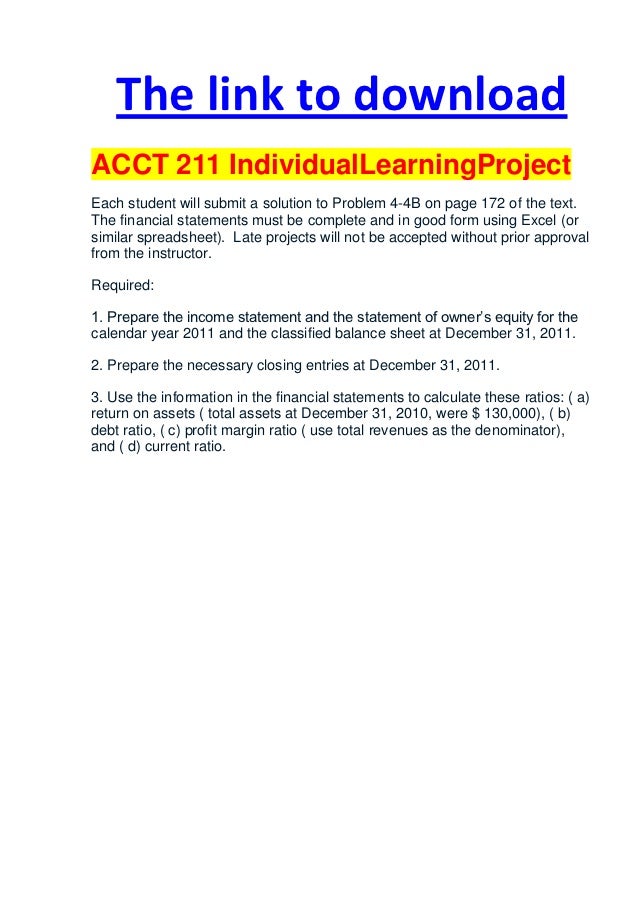 Acct 211 individual learning project Acct 211 individual learning project