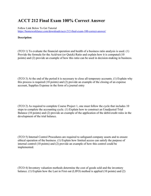 Acct 212 final exam 100% correct answer | PDF