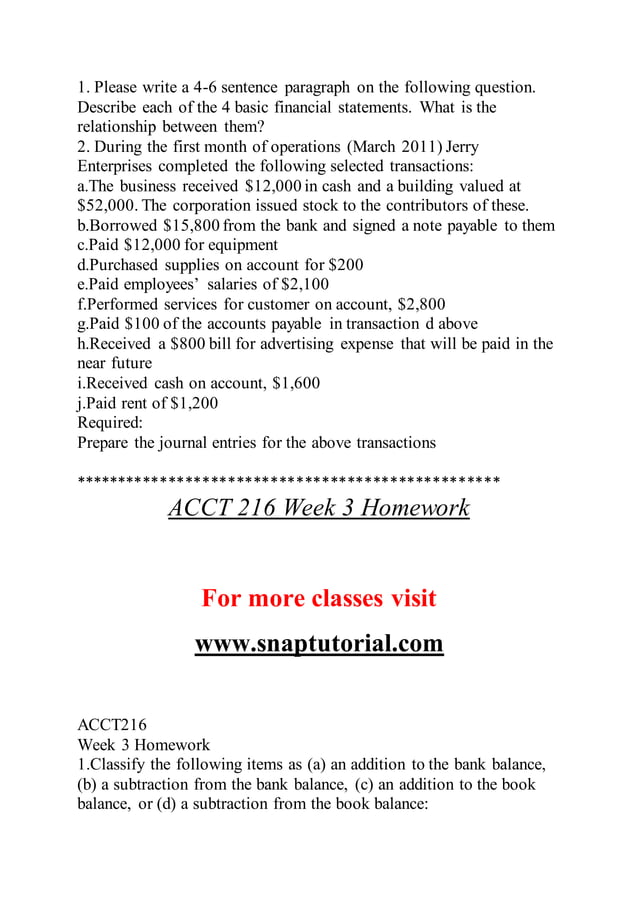ACCT 216 Exceptional Education / snaptutorial.com | PDF