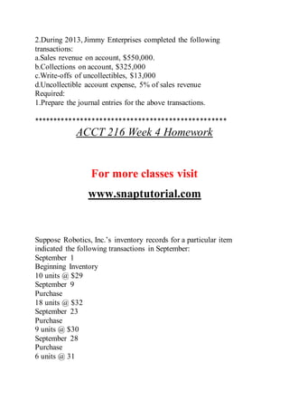 ACCT 216 Exceptional Education / snaptutorial.com | PDF