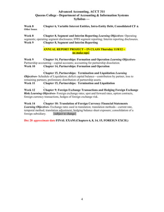 Acct 311 advanced accounting syllabus queens college | PDF