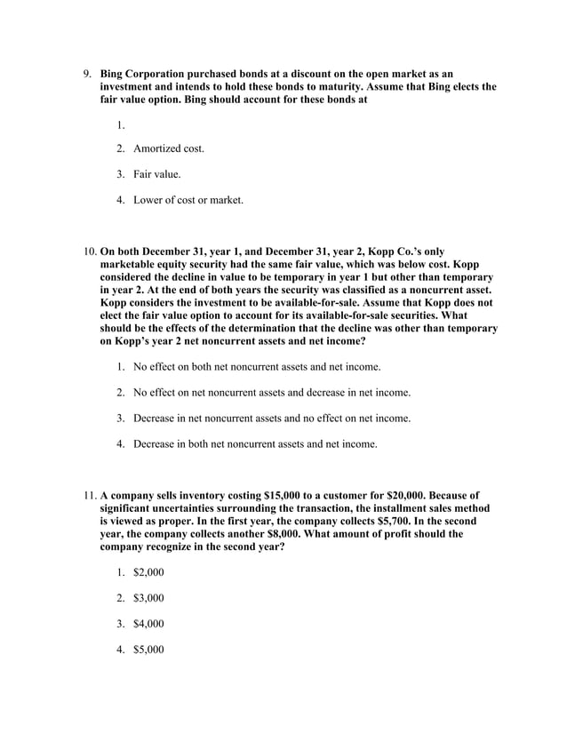 Acct 311 final exam answers | PDF