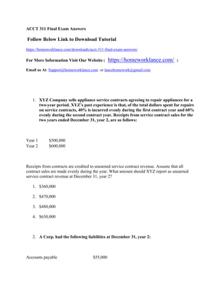 Acct 311 final exam answers | PDF