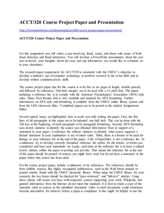 Acct 320 course project paper and presentation | DOCX