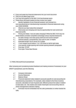 ACCT 321 SEC 10K REPORT PROJECT | PDF | Business Accounting & Finance ...