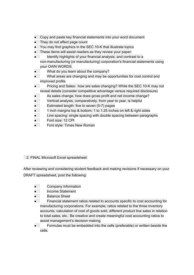 ACCT 321 SEC 10K REPORT PROJECT | PDF