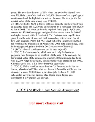 ACCT 324 Massive Success / snaptutorial.com | PDF