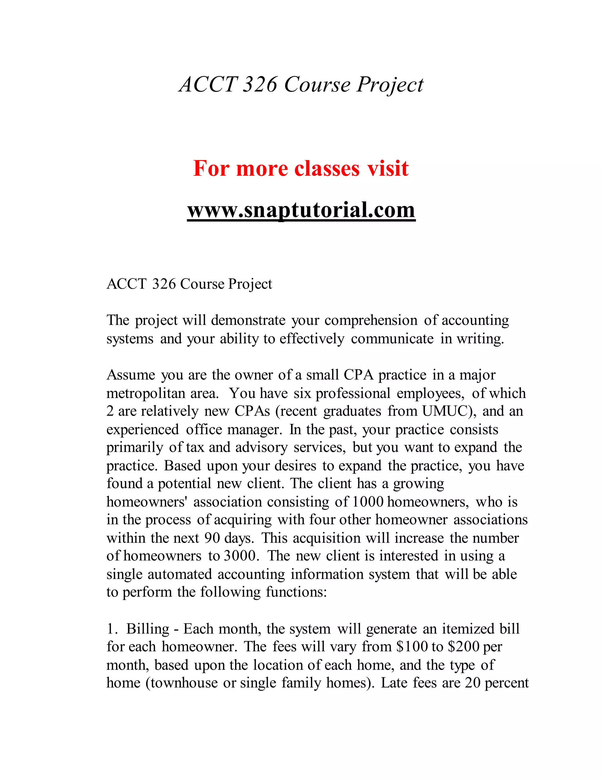 ACCT 326 Education Redefined / snaptutorial.com