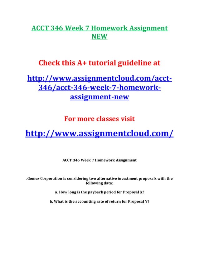 Acct 346 week 7 homework assignment new | PDF