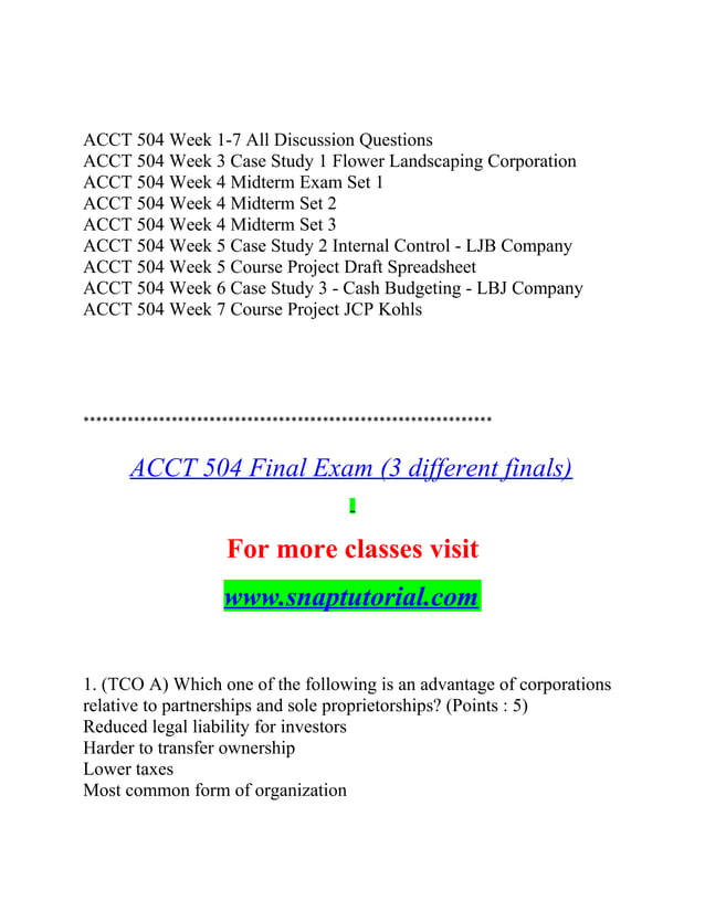 Acct 504 Education Organization -- snaptutorial.com