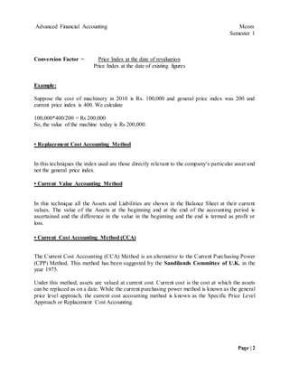 Accounting for Price Level Changes/ Inflation Accounting | DOCX