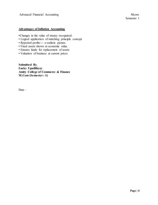 Accounting for Price Level Changes/ Inflation Accounting | DOCX