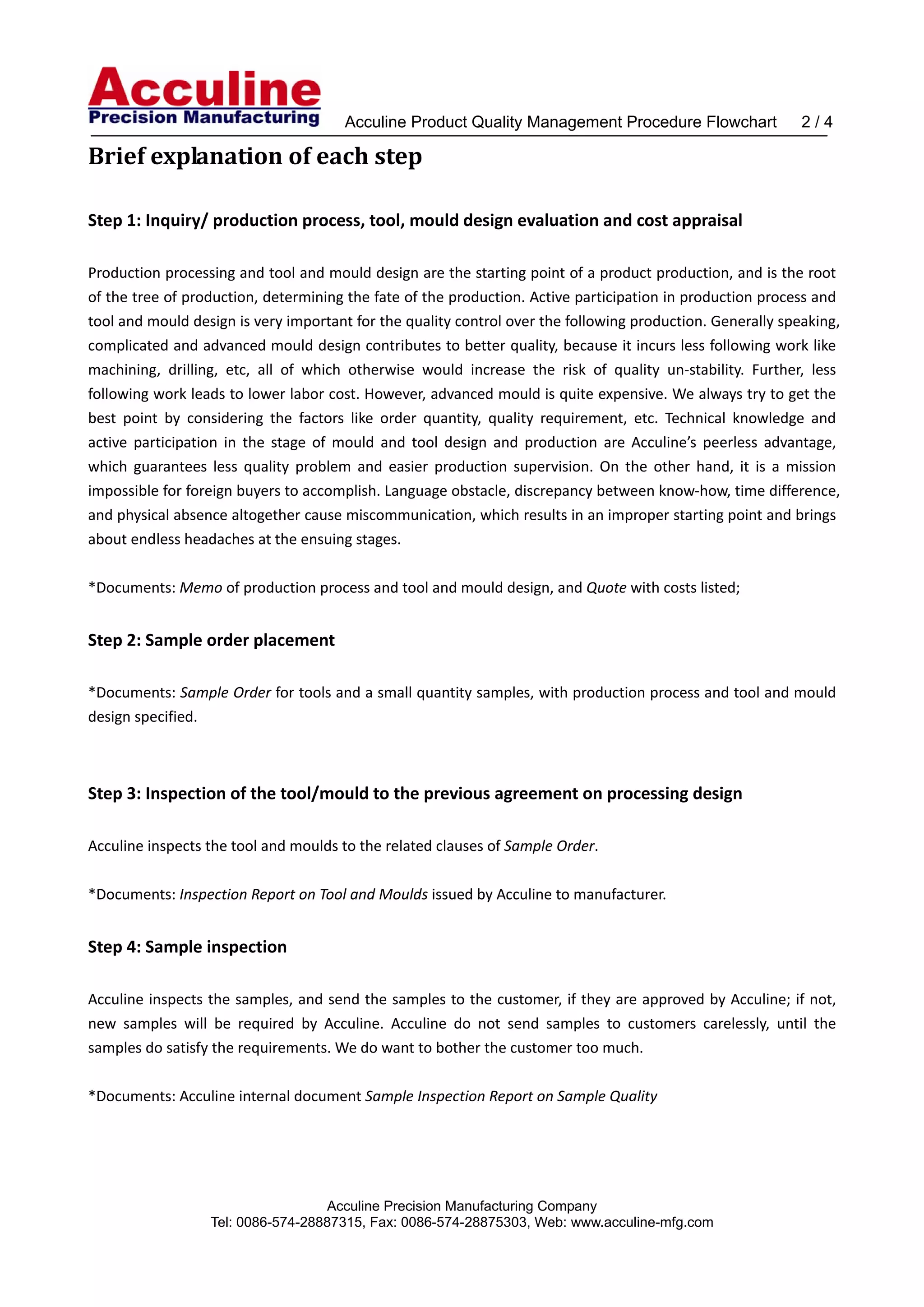 Acculine product quality management procedure flowchart | PDF