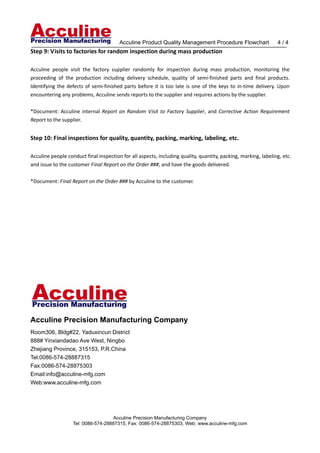 Acculine product quality management procedure flowchart | PDF