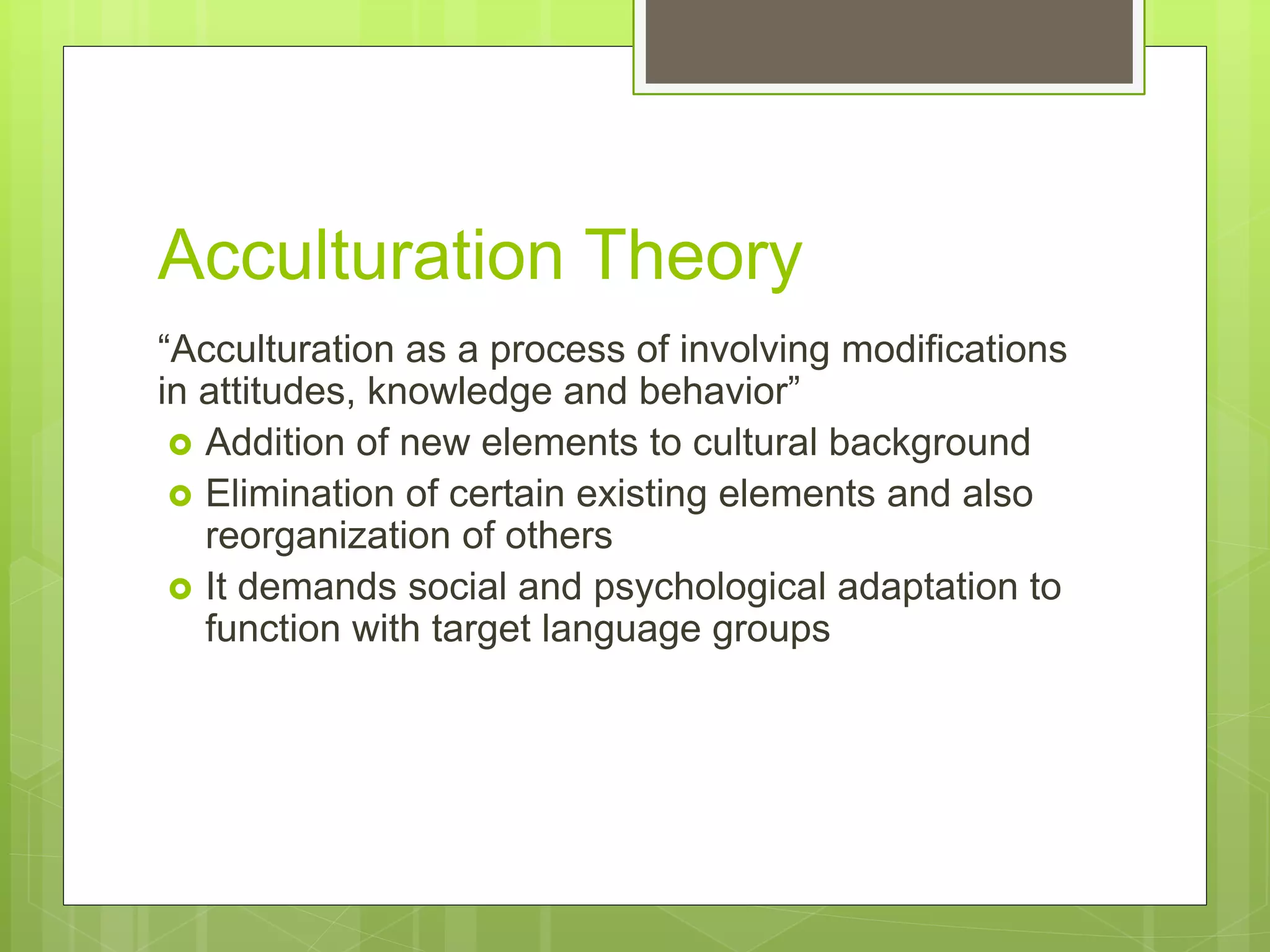 Acculturation Theory | PPTX