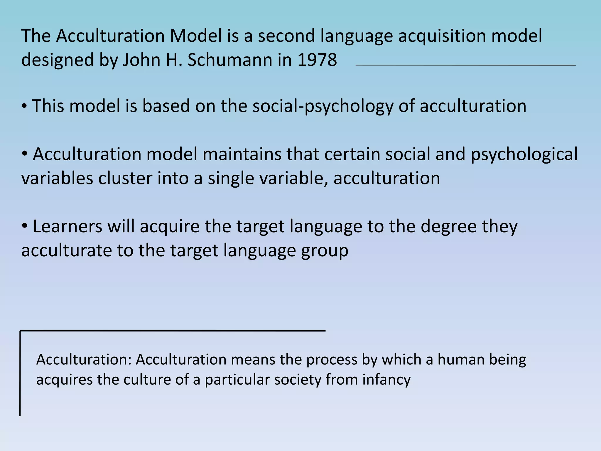 Acculturation model | PPTX | Education